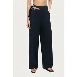 NOCTURNE Cut-out Waist Wide-leg Pants - Black