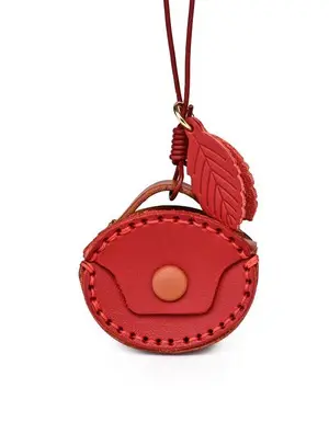 OLD TREND Oval Genuine Leather Two Tone Mini Charm - Red