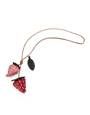 OLD TREND Strawberry Genuine Leather Artisan Charm - Blush & Ruby