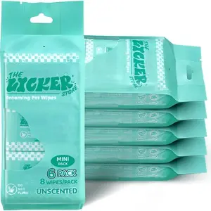 THE LICKER STORE Hypoallergenic Mini Dog Body Wipes With Aloe - White - 6pack (48ct)