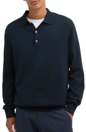 Barbour Long Sleeve Pima Cotton Polo - Navy