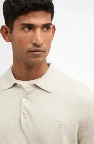Barbour Long Sleeve Cotton Polo - Neutral