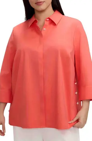 Foxcroft Beatrice Side Button Shirt - Georgia Peach
