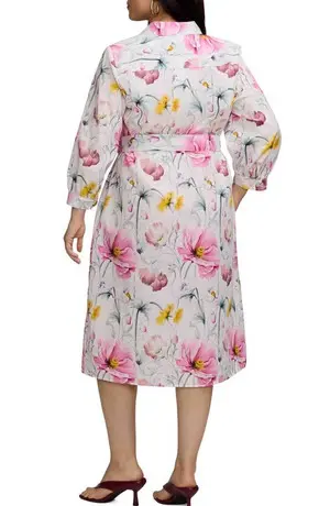 Foxcroft Esther Floral Belted Cotton Shirtdress - Pink/multi
