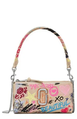 Marc Jacobs The Punk Scribble Snapshot Convertible Shoulder Bag - Beige Multi