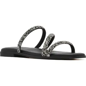 FRANKIE4 Remy Embellished Slide Sandal - Black Smoke Crystal