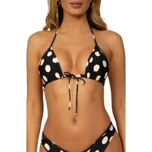 MONTCE Emma Polka Dot Bikini Top - Black (cream Dot) Polka Dot