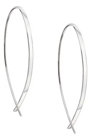 Lana Jewelry 14k Gold Small Upside Down Hoop Earrings - White Gold