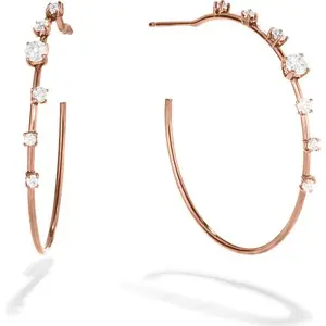 Lana Jewelry Scattered Diamond Wire Hoop Earrings - Rose Gold