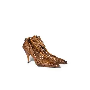 Miu Miu Woven Leather Pumps - Cognac