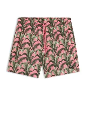 BOSS Swim Shorts With All-over Print - Light Pink