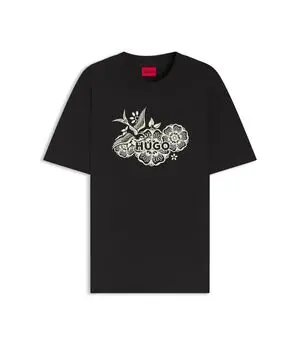 Hugo Cotton-jersey T-shirt With Embroidered Artwork