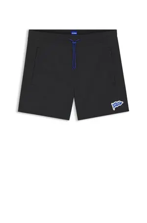 Hugo Water-repellent Shorts With Flag Logo - Black