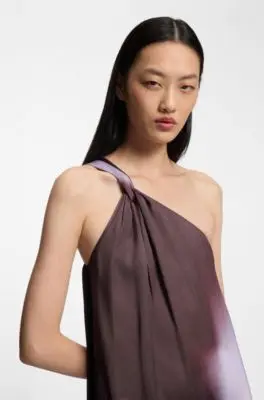 BOSS One-shoulder Floral Print Dress