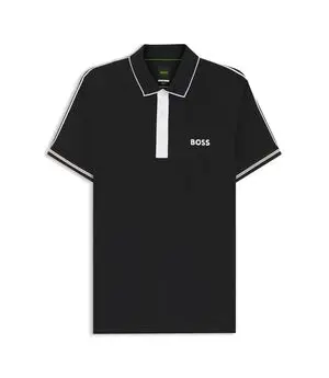 BOSS Active Slim-fit Polo Shirt With Moisture Management - Black