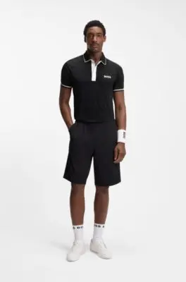 BOSS Active Slim-fit Polo Shirt With Moisture Management - Black