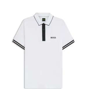 BOSS Active Slim-fit Polo Shirt With Moisture Management - White
