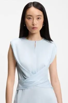 BOSS Wrap-detailed Dress - Light Blue