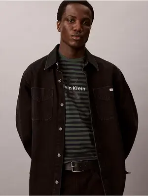 Calvin Klein Monologo Graphic Stripe Classic T-shirt - Sycamore