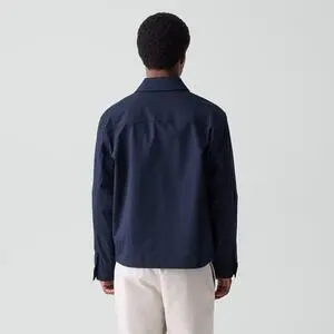 Theory Button-front Jacket In Moonsoft Cotton - Baltic