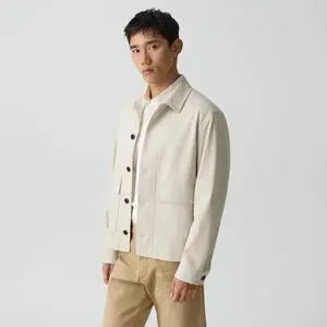Theory Button-up Jacket In Moonsoft Cotton - Silver Cloud
