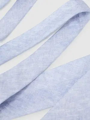 REISS Luciano Linen Woven Standard Neck Tie - Soft Blue