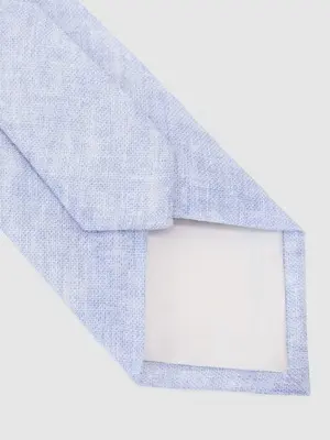 REISS Luciano Linen Woven Standard Neck Tie - Soft Blue