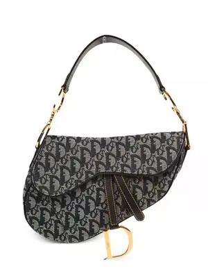 Dior 2003 Saddle Oblique Jacquard Tote Bag - Blue