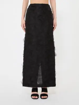 Max Mara Silk Jacquard Midi Skirt - Black