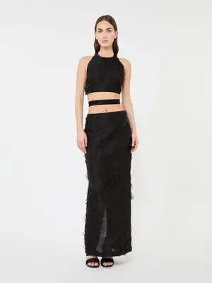 Max Mara Silk Jacquard Midi Skirt - Black