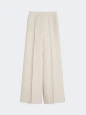 Max Mara Wide-leg Trousers In Linen Drill - Sand