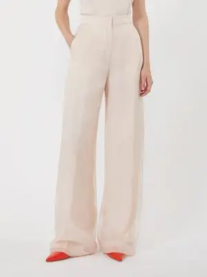 Max Mara Silk Organza Straight-leg Trousers - Powder