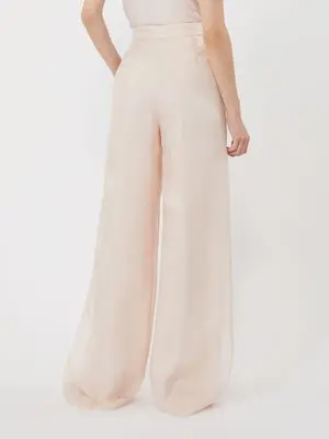 Max Mara Silk Organza Straight-leg Trousers - Powder
