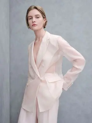 Max Mara Silk Organza Straight-leg Trousers - Powder