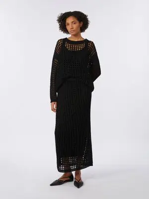 Max Mara Mesh Knit Cotton Skirt - Black