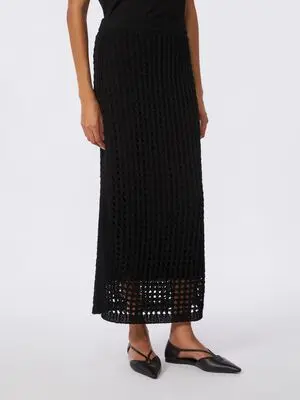 Max Mara Mesh Knit Cotton Skirt - Black