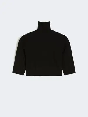 Max Mara Stretch Viscose Cropped Turtleneck - Black