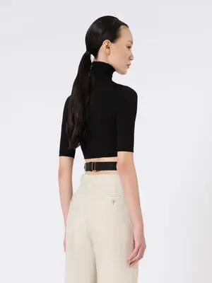 Max Mara Stretch Viscose Cropped Turtleneck