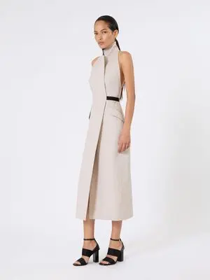 Max Mara Wool And Cotton Canvas Robe-manteau Dress - Beige