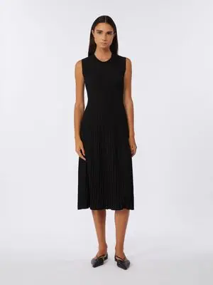 Max Mara Viscose Crêpe Yarn Fit & Flare Midi Dress
