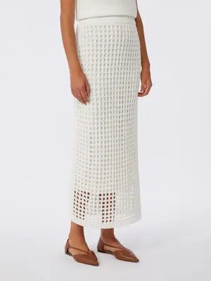 Max Mara Mesh Knit Cotton Skirt - Optical White