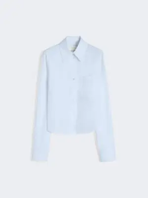 Max Mara Cotton Cropped Shirt With Pleated Back - Light Blue