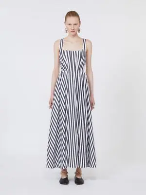 Max Mara Striped Cotton Poplin Maxi Dress - Black