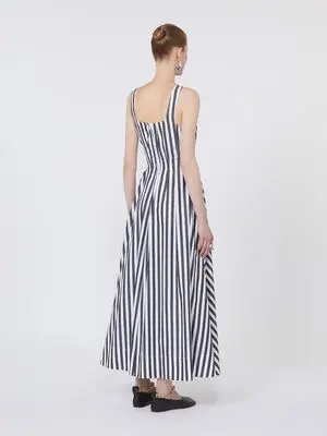 Max Mara Striped Cotton Poplin Maxi Dress - Black