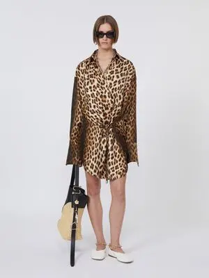 Max Mara Silk Twill Criss-cross Shirt Dress - Camel