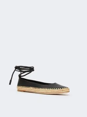 Max Mara Nappa And Raffia Ballerinas - Black