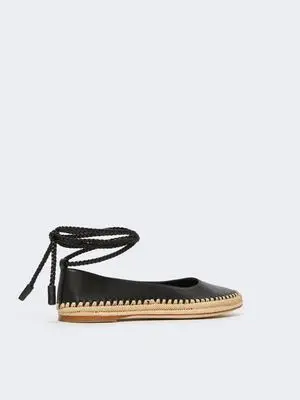 Max Mara Nappa And Raffia Ballerinas - Black