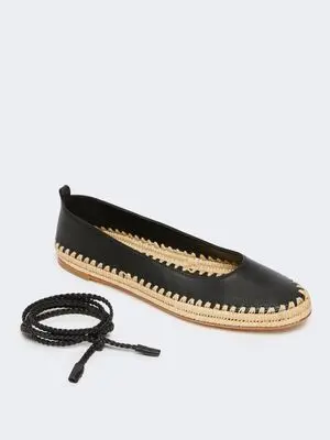 Max Mara Nappa And Raffia Ballerinas - Black