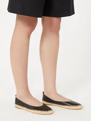 Max Mara Nappa And Raffia Ballerinas - Black