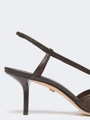 Max Mara Raffia-effect Canvas Slingbacks - Dark Brown